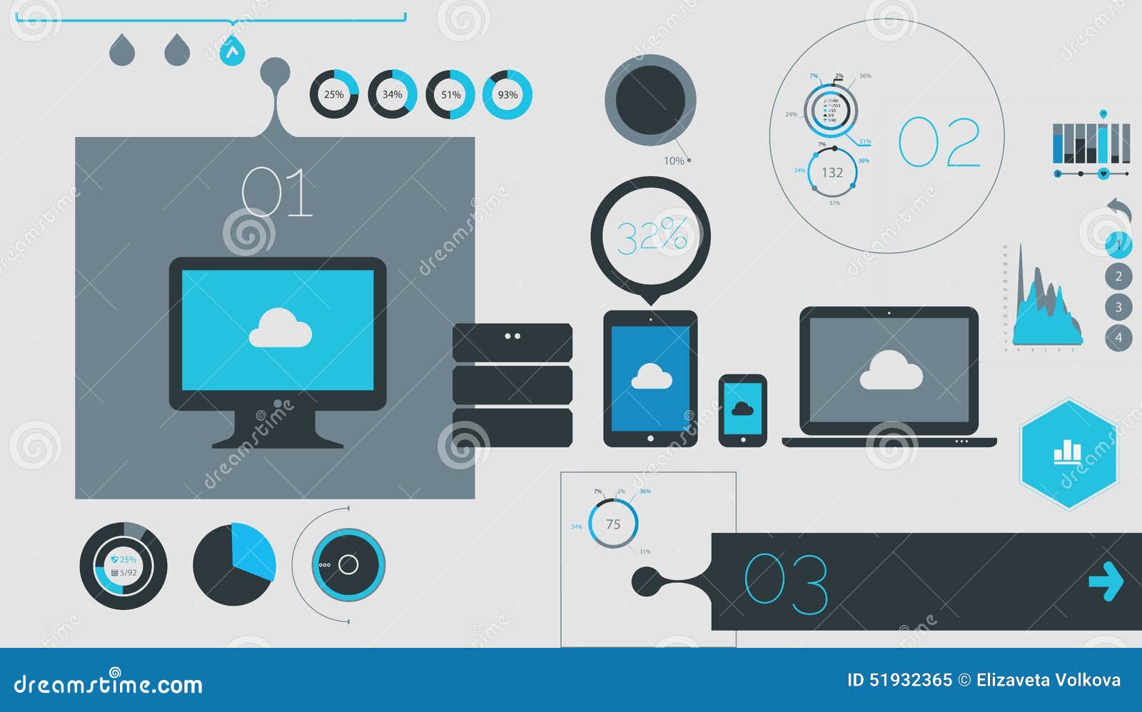 Flat UI Template and Infographics Stock Vector - Illustration of flat ...