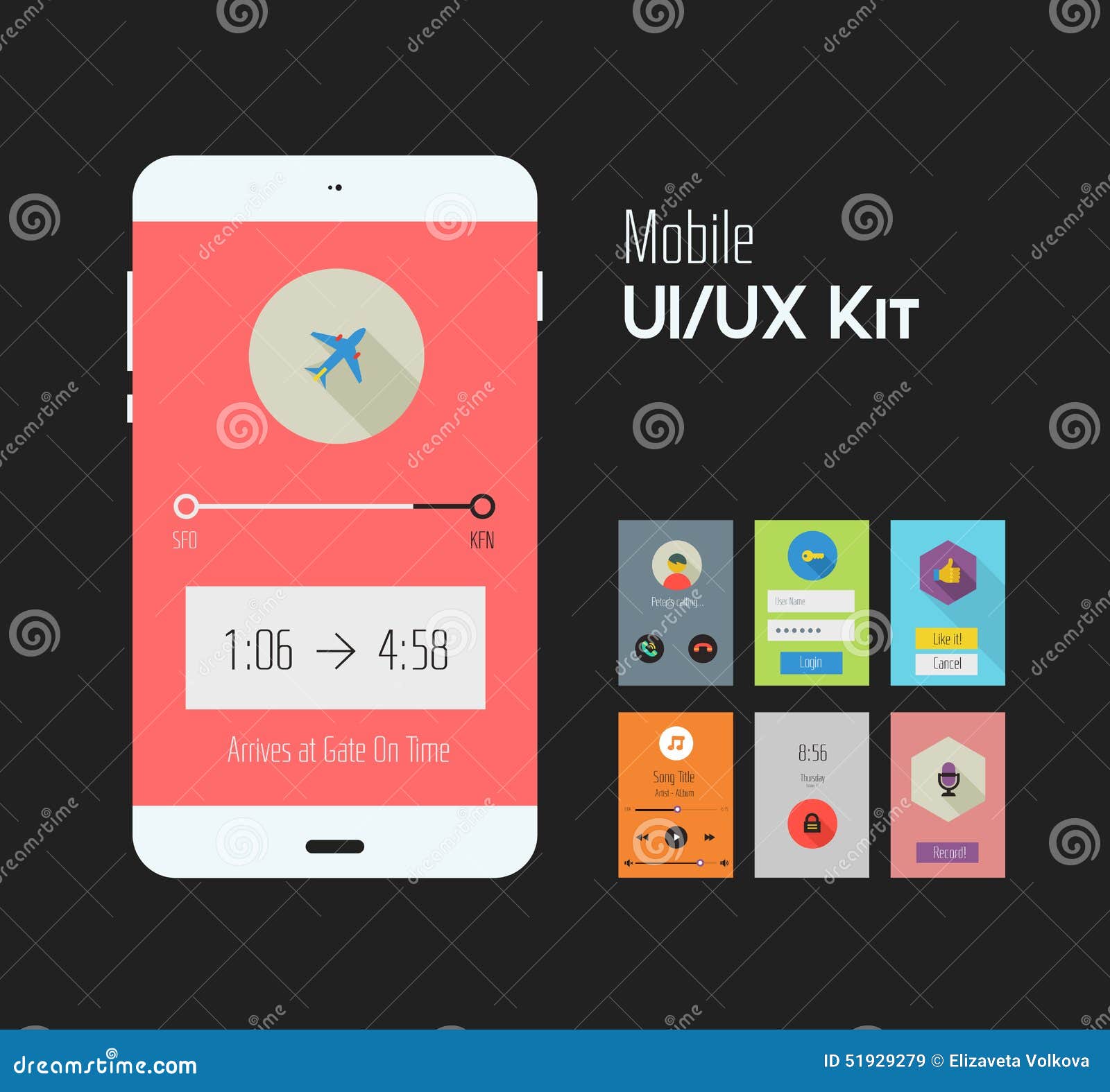 Flat Ui or UX Mobile Apps Kit Stock Illustration - Illustration of ... Flat Ui or UX Mobile Apps Kit Stock Illustration - Illustration of ...