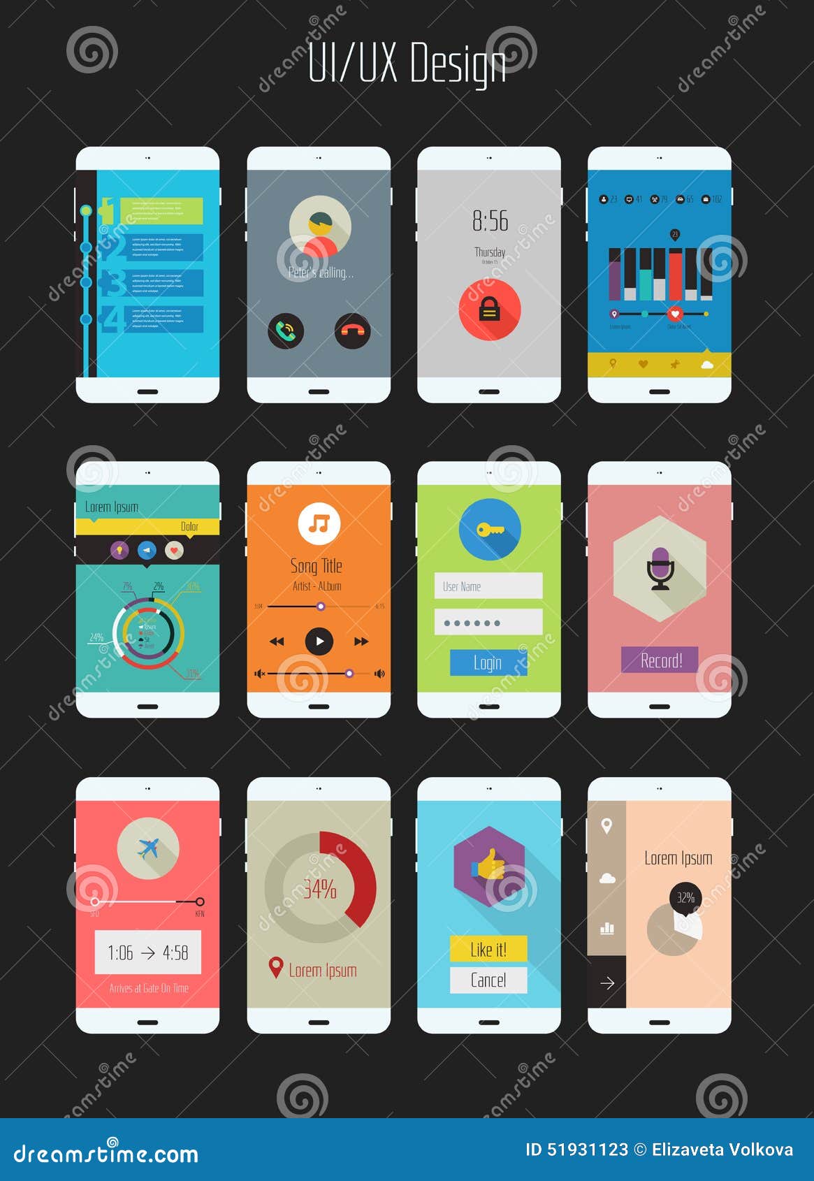 Flat Ui or UX Mobile Apps Kit Stock Vector - Illustration of internet ... Flat Ui or UX Mobile Apps Kit Stock Vector - Illustration of internet ...