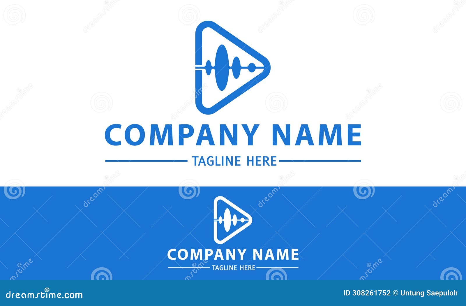 Blue Color Abstract Techno Triangle Wave Logo Design Stock Vector ...
