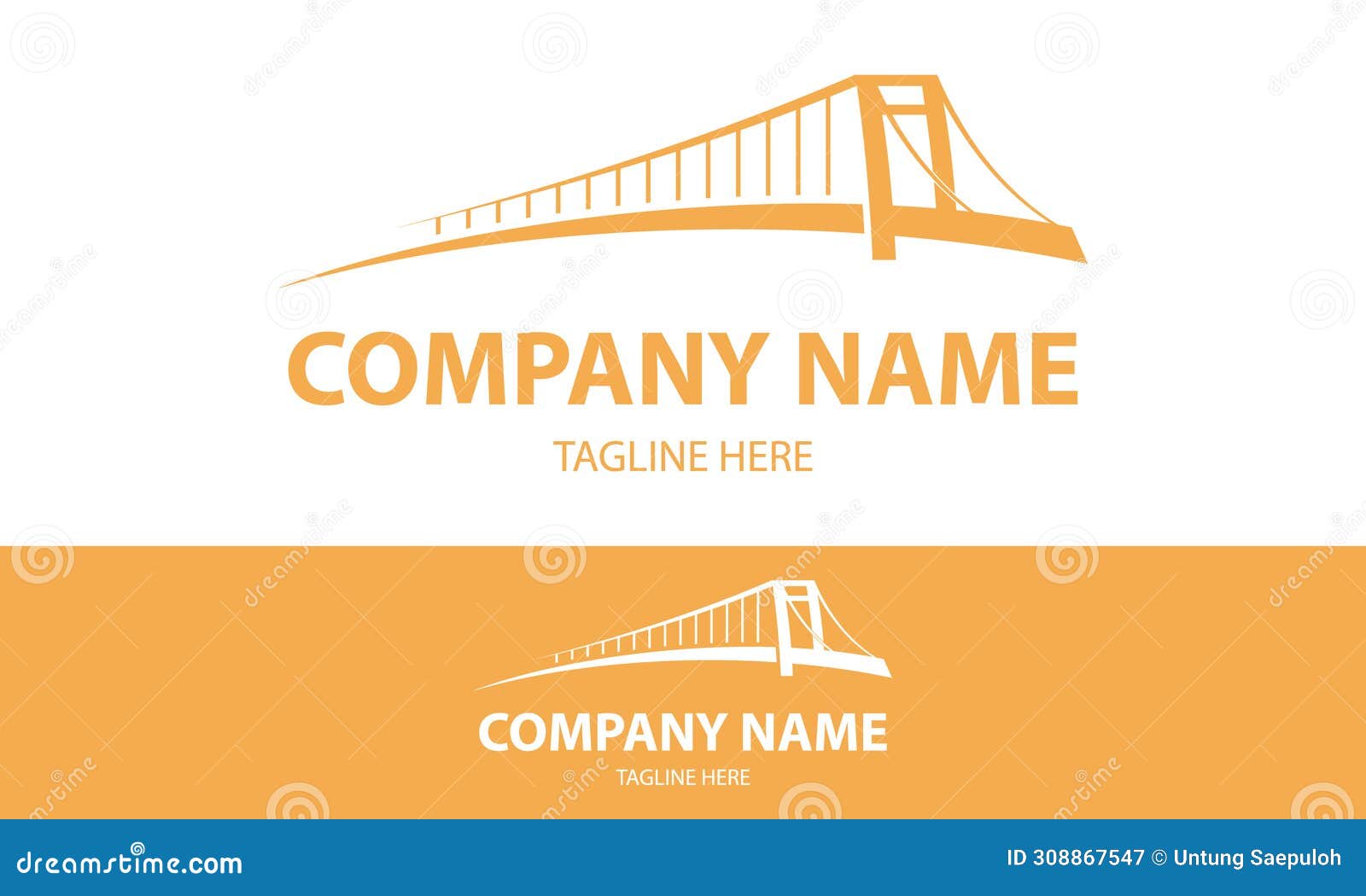Orange Color Initial Simple Shape Bridge Logo Design Stock Vector ...