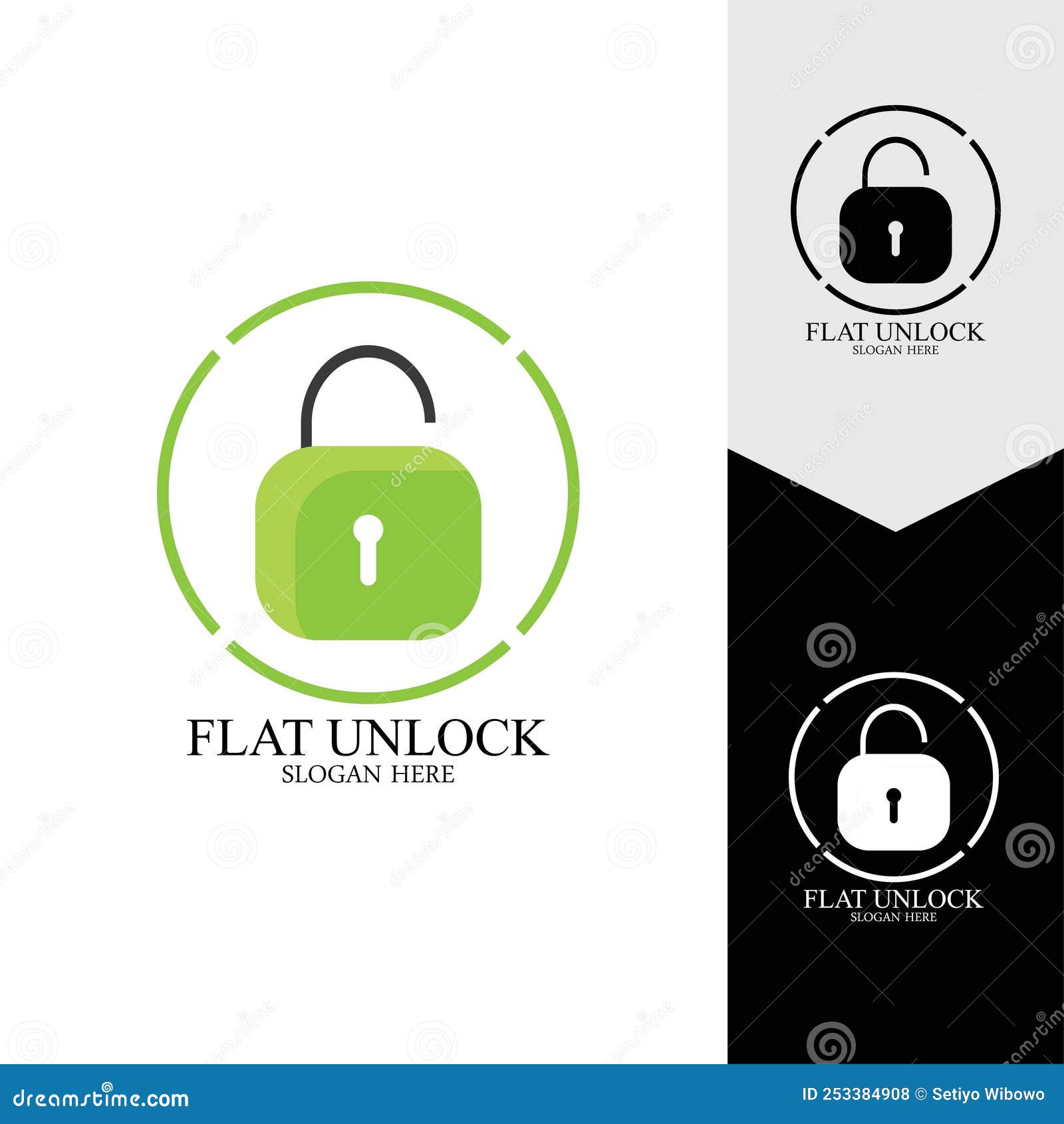 Flat Unlock Icon Vector Background Stock Vector - Illustration of modern, lock: 253384908