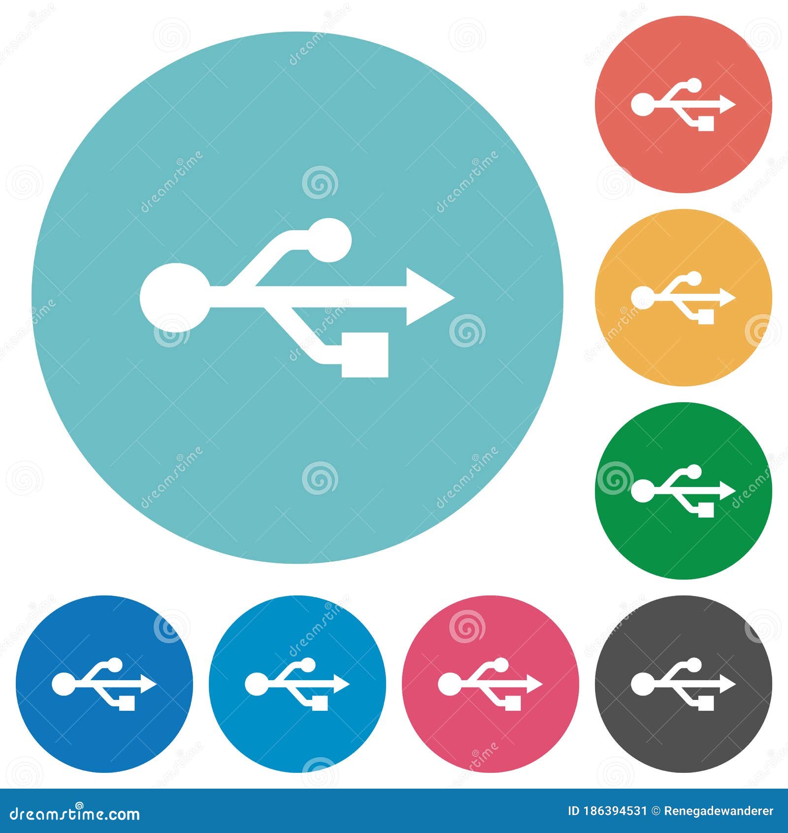 Flat USB connection icons stock vector. Illustration of buttons - 186394531