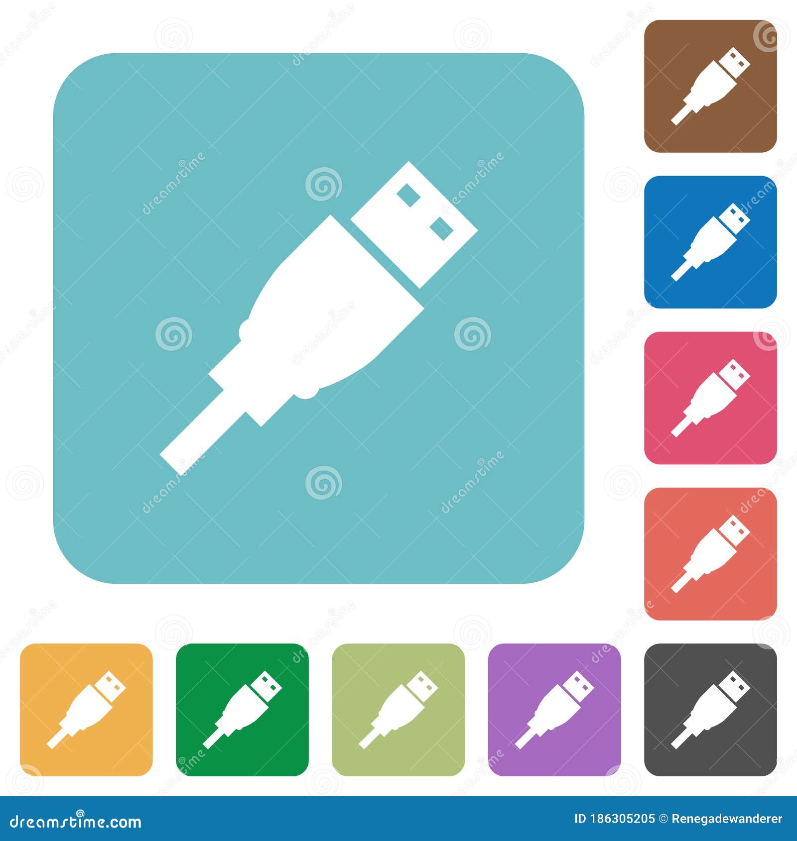 Flat USB plug icons stock illustration. Illustration of link - 186305205