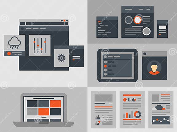 Flat User Interface Design Elements Stock Illustration - Illustration of flat, abstract: 33454355
