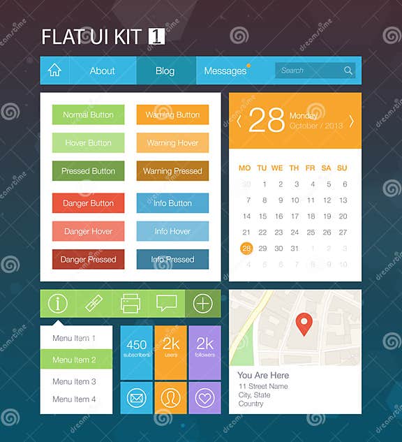 Flat User Interface Kit 1 stock vector. Illustration of banner - 50256100