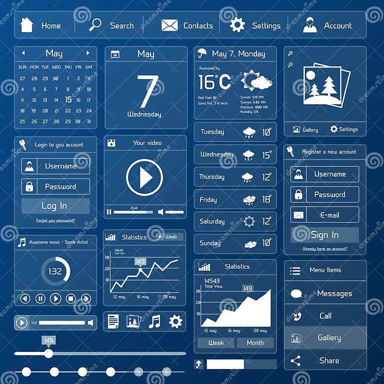 Flat User Interface Template Stock Vector - Illustration of interface ...