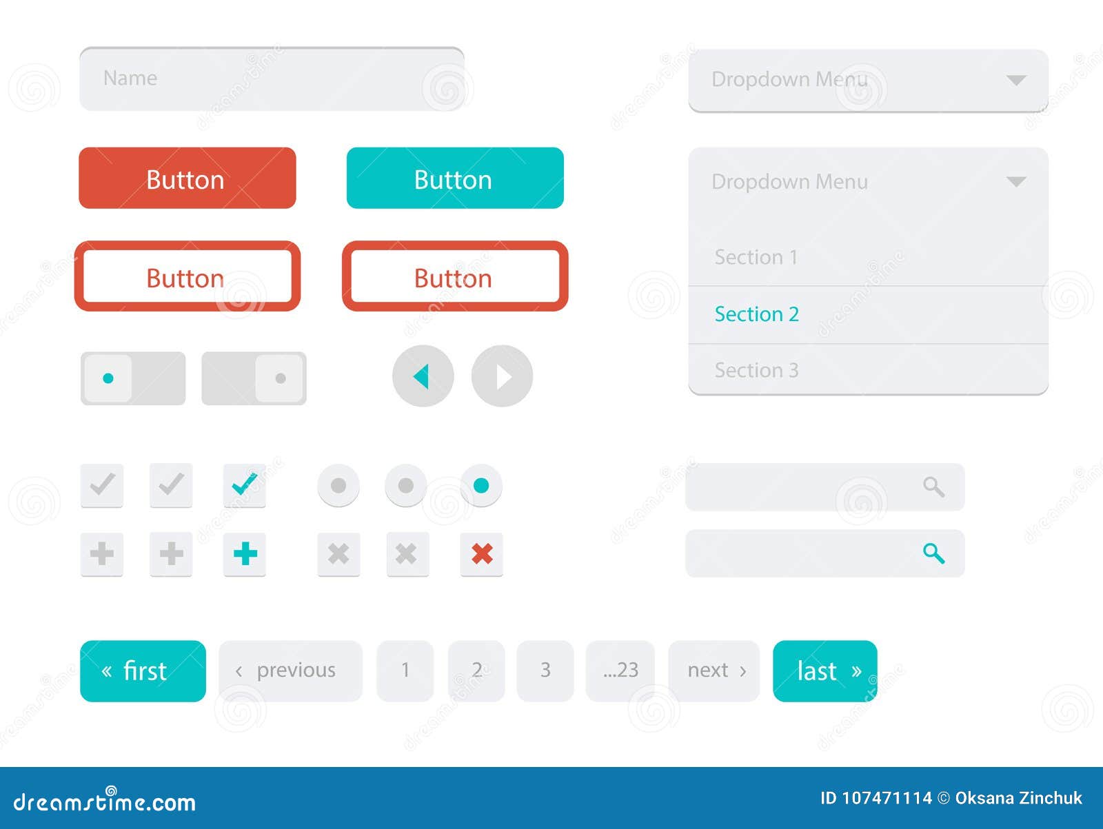 Flat User Interface Vector Set for Website Development Stock Vector ...