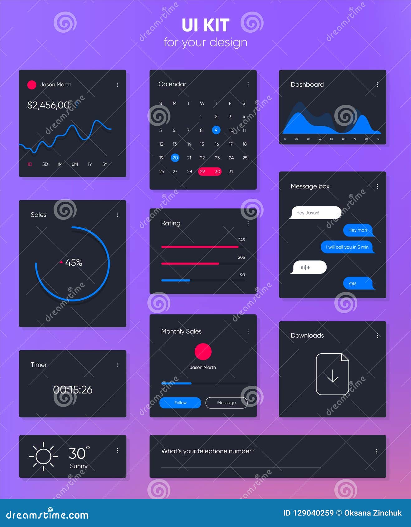Flat User Interface Vector Set for Website Development and Mobile ...