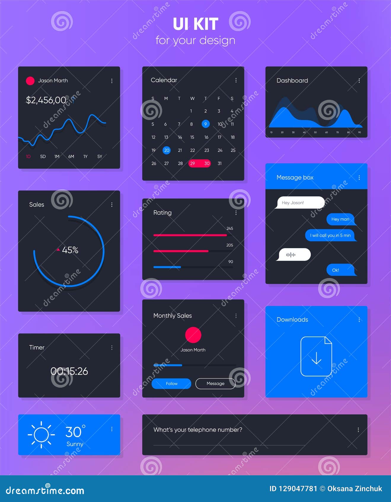 Flat User Interface Vector Set For Website Development And Mobile