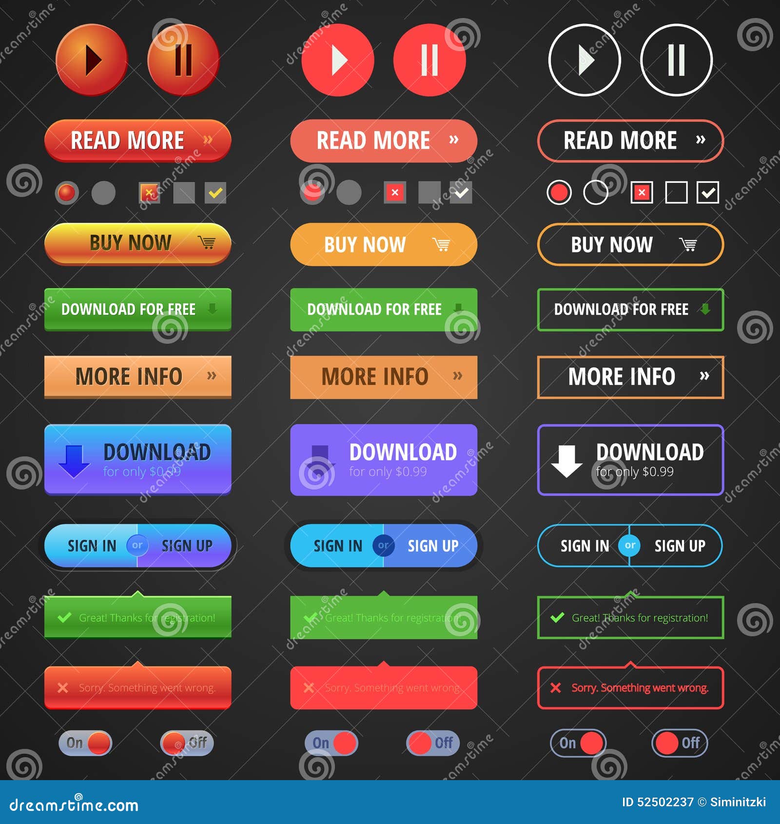 Flat User Interface Vector Set for Website Stock Vector - Illustration ...