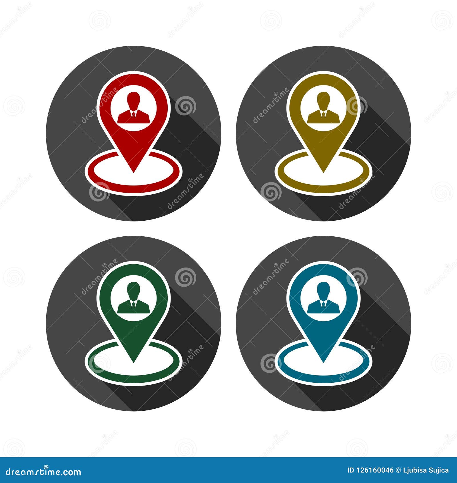 Flat User Location Icon Set Stock Vector - Illustration of flat ...