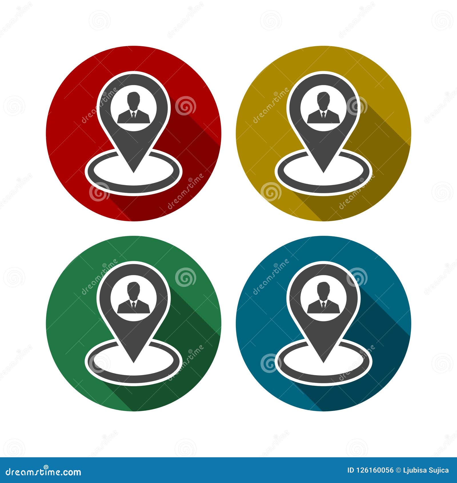 Flat User Location Icon Set Stock Vector - Illustration of location ...