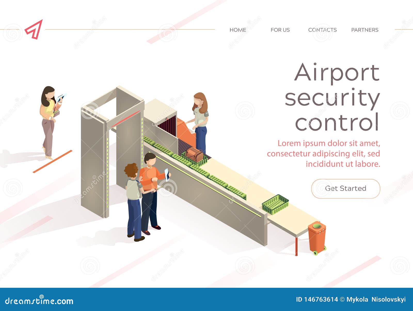 Baggage Check-in Security Control Point At Airport Terminal. Vector ...