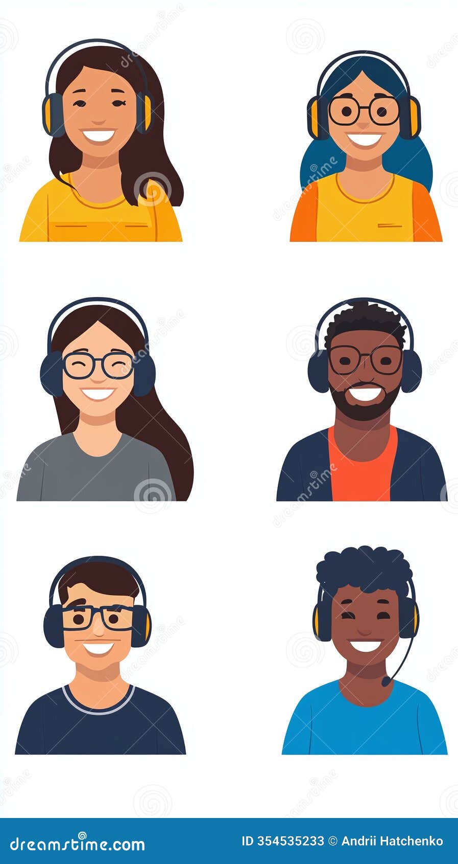 Flat Vector Avatars of Cheerful Customer Support Workers Interacting ...