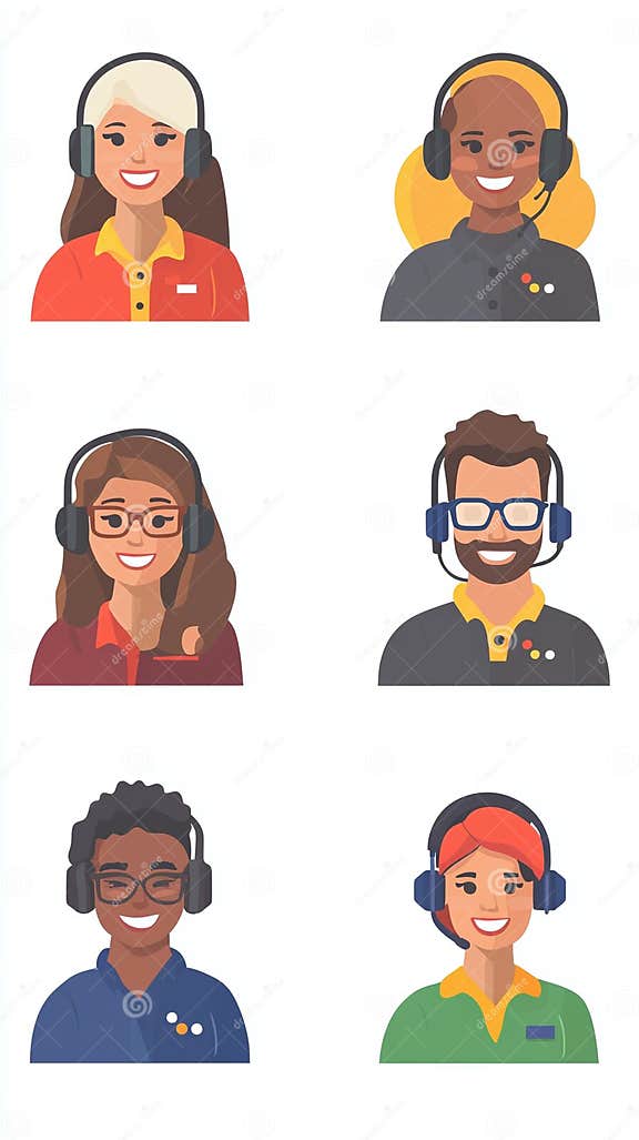 Flat Vector Avatars of Cheerful Customer Support Workers Interacting ...