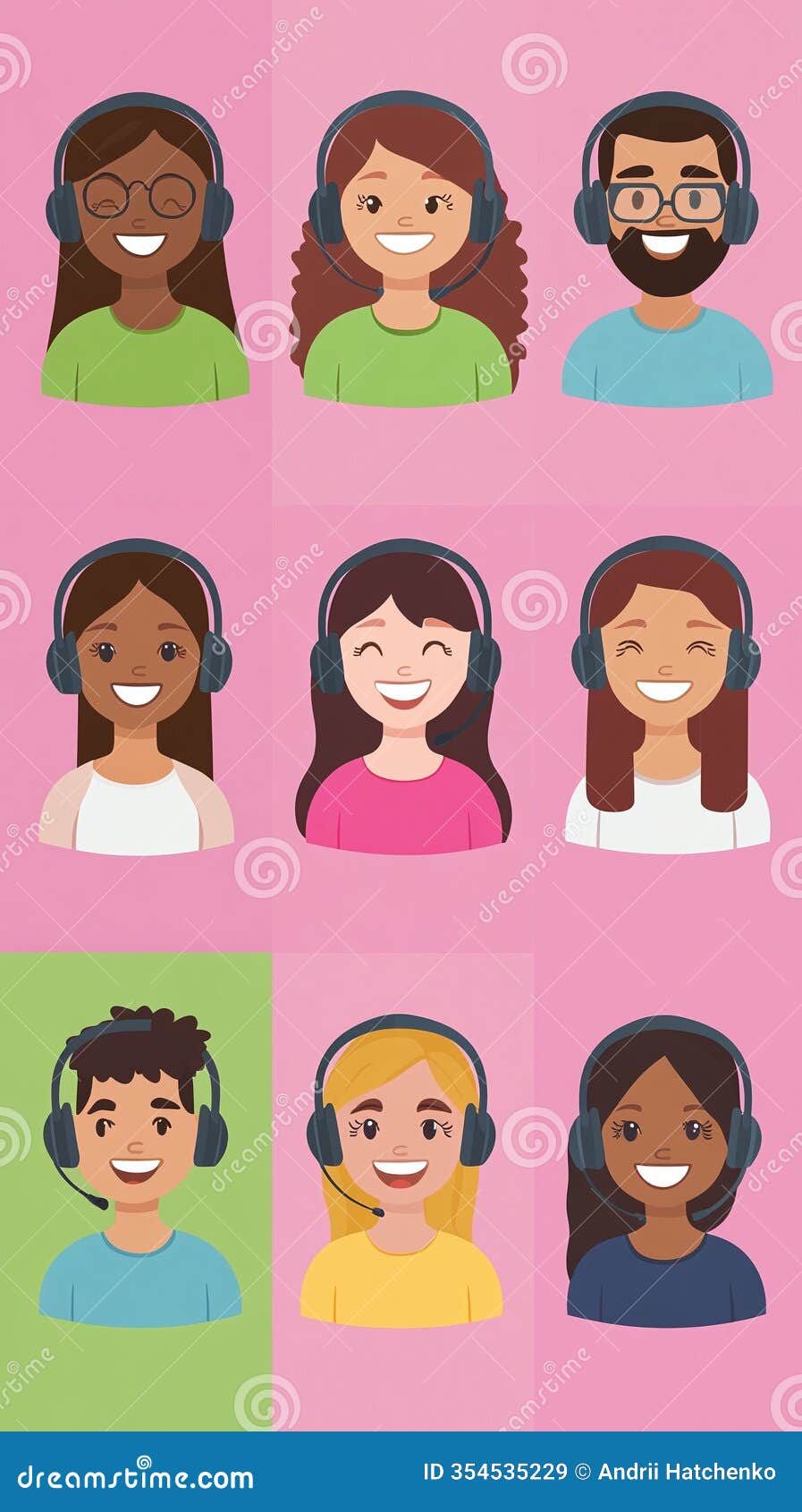 Team Of Smiling Cartoon Characters Businessmen And Businesswomen Hand ...