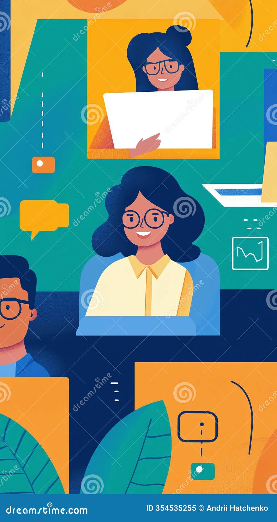 Flat Vector Avatars of Mature Workers in Customer Support Roles ...