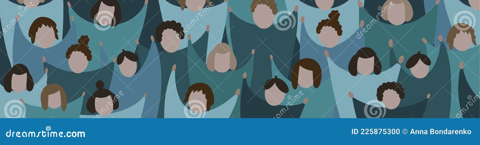 Crowd. Workers Group, People in Parade or in Protest. Flat Style ...