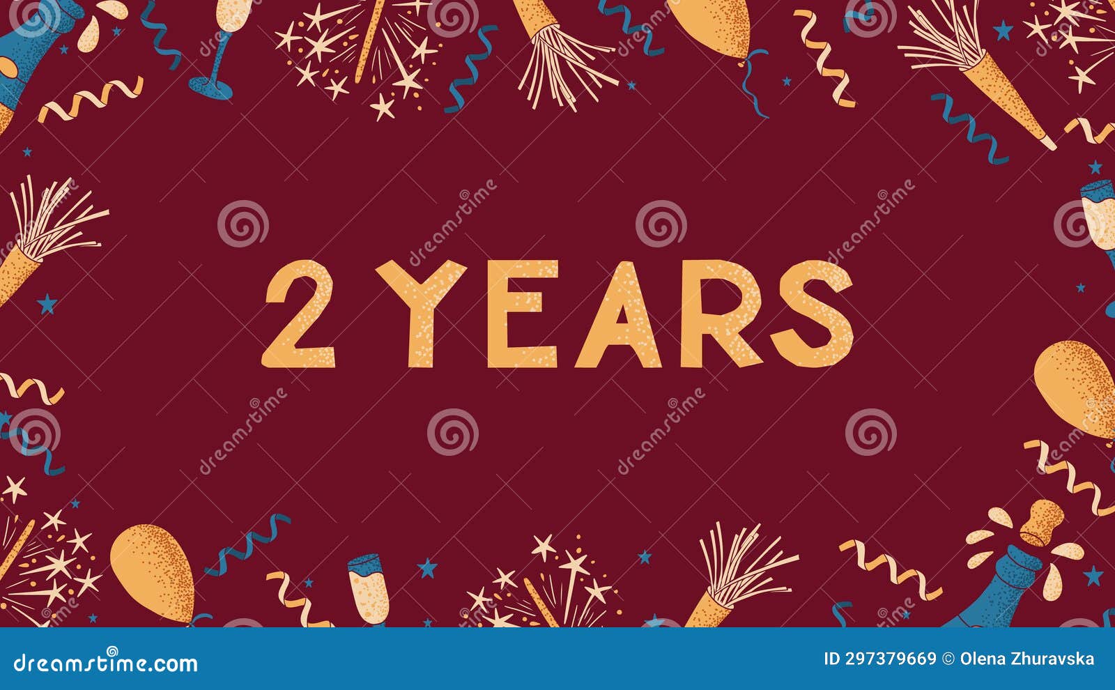 Flat Vector Banner or Frame with Text 2 Years Stock Illustration ...