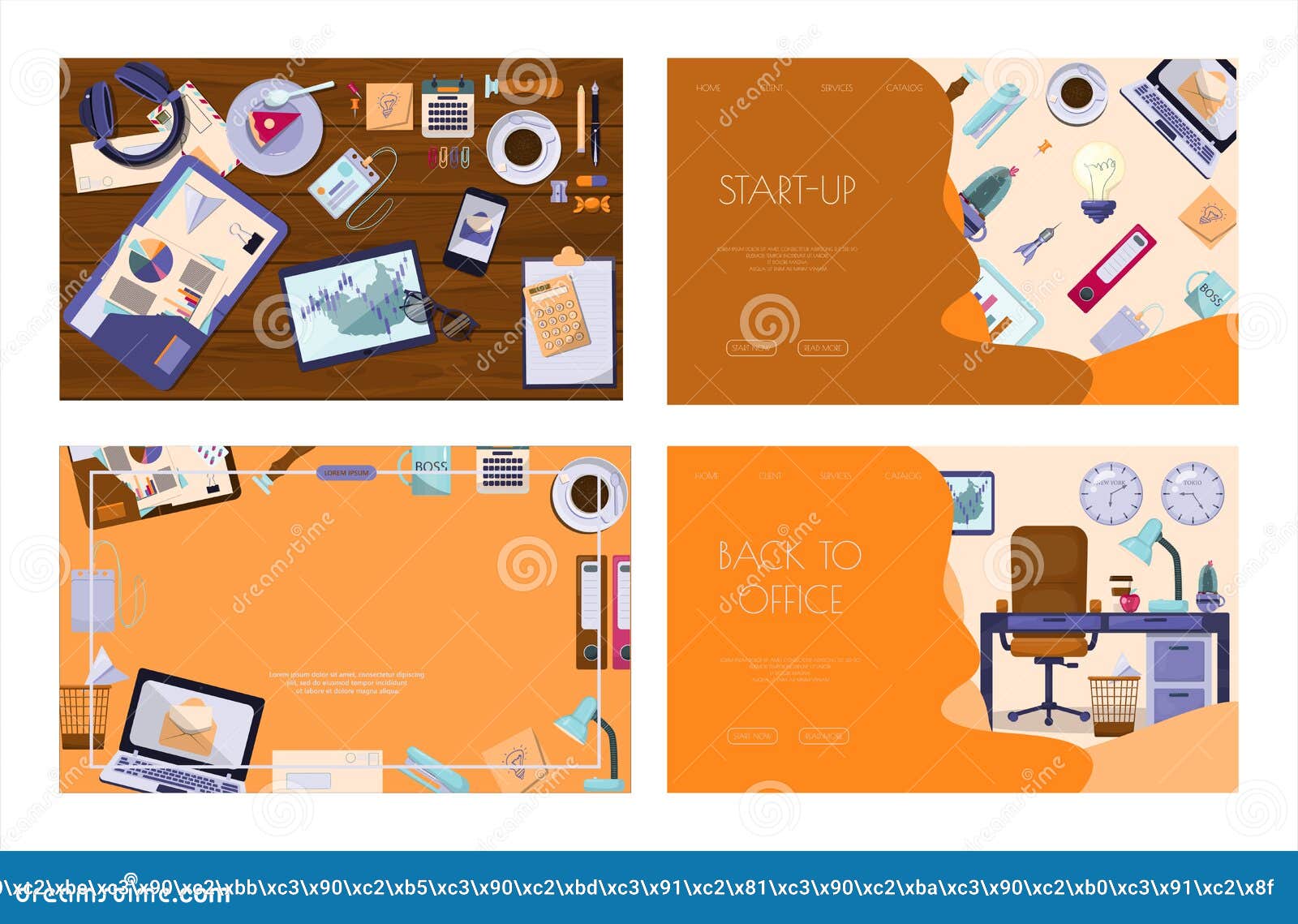 Flat Vector Banner Template for Office, Business Solutions, Startup ...
