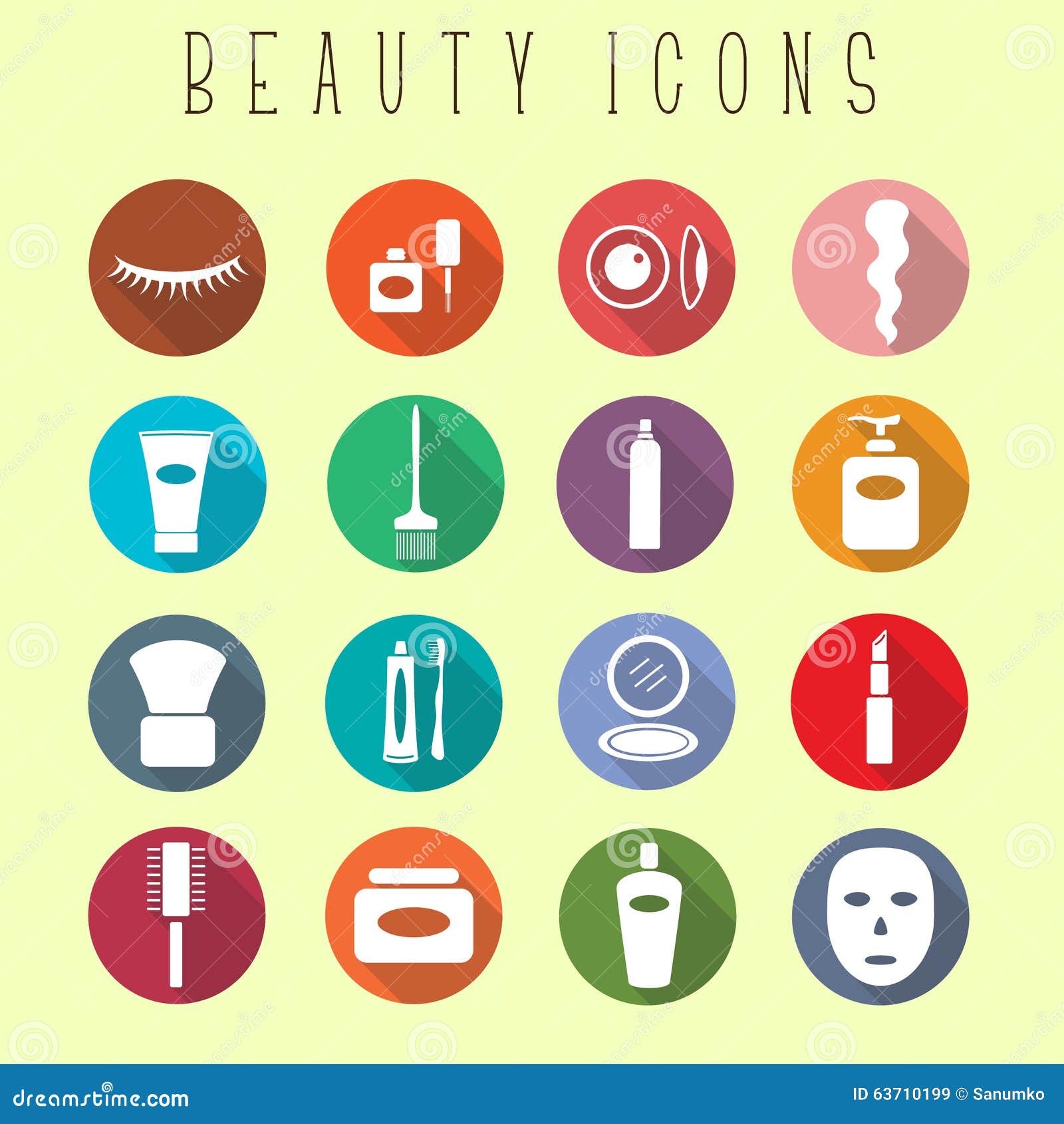Flat Vector Beauty Icons Set Stock Vector - Illustration of manicure ...