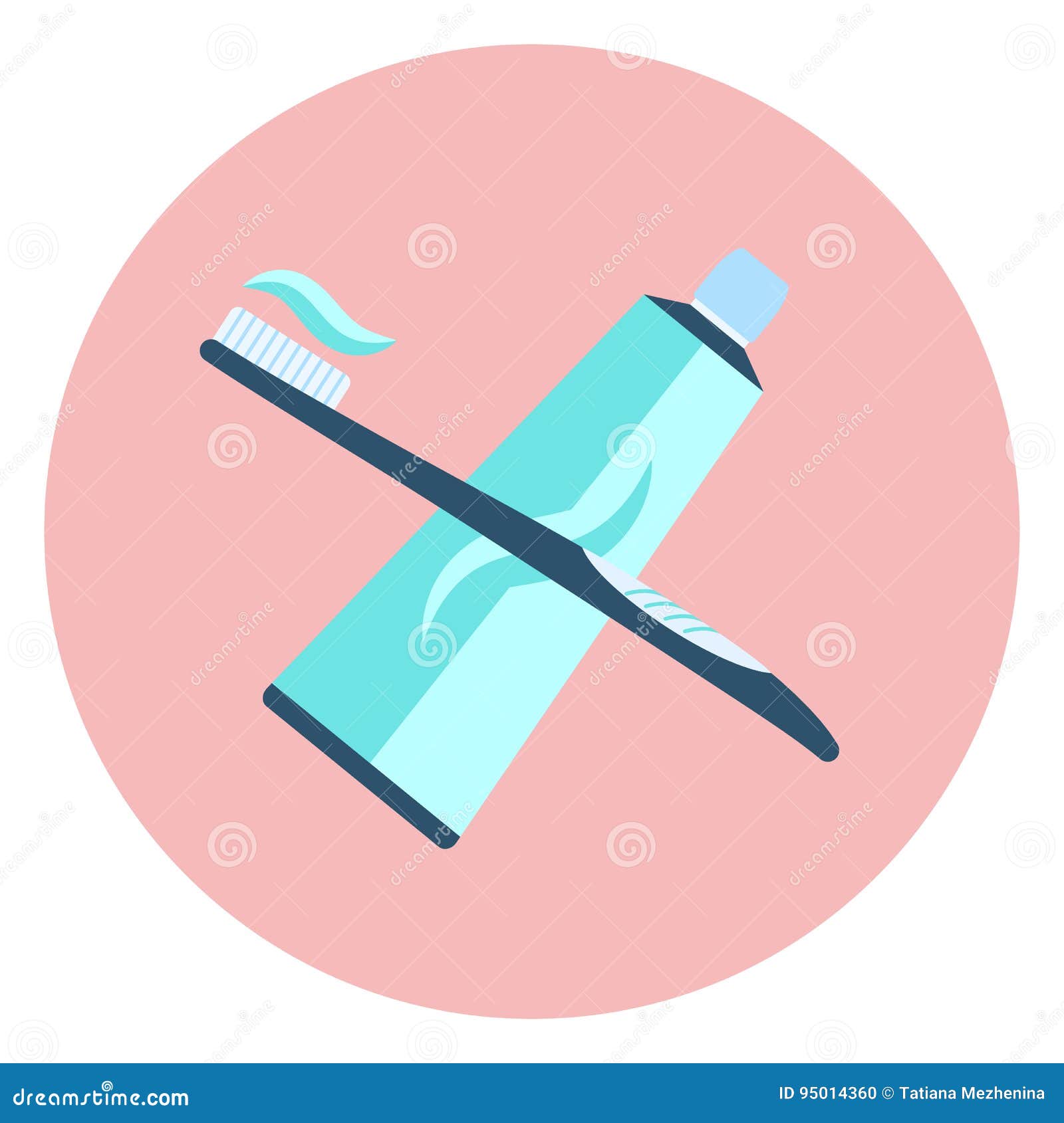 Flat Vector Blue Toothpaste and Brush Icon Stock Vector - Illustration ...