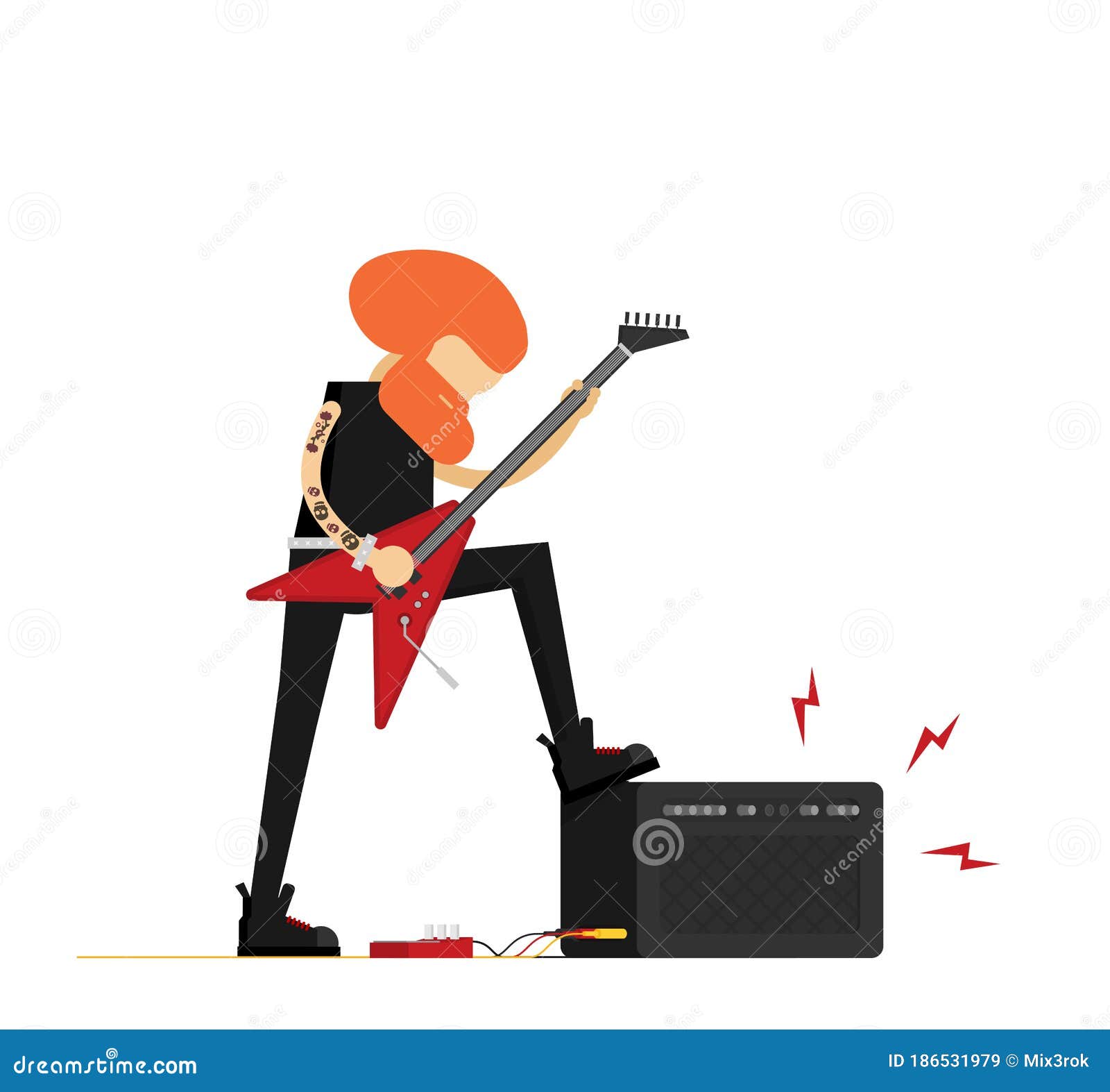 Flat Vector Brutal Cartoon Rocker Stock Vector - Illustration of ...