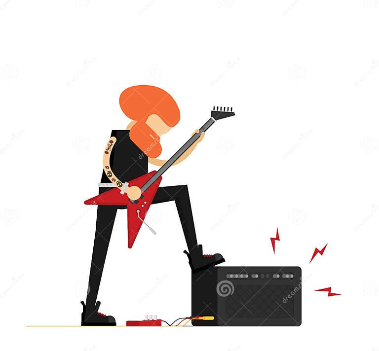 Flat Vector Brutal Cartoon Rocker Stock Vector - Illustration of ...