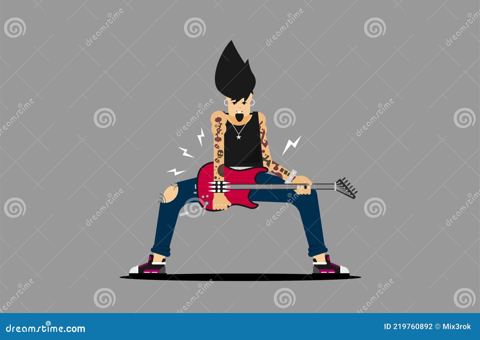 Flat Vector Brutal Cartoon Rocker Stock Vector - Illustration of ...