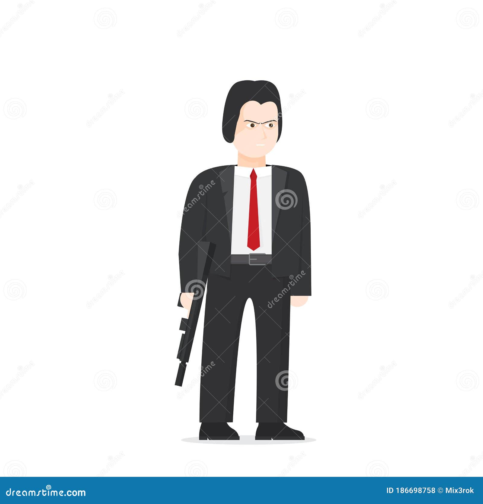 Flat Vector Brutal Killer Isolated on White Background Stock Vector ...