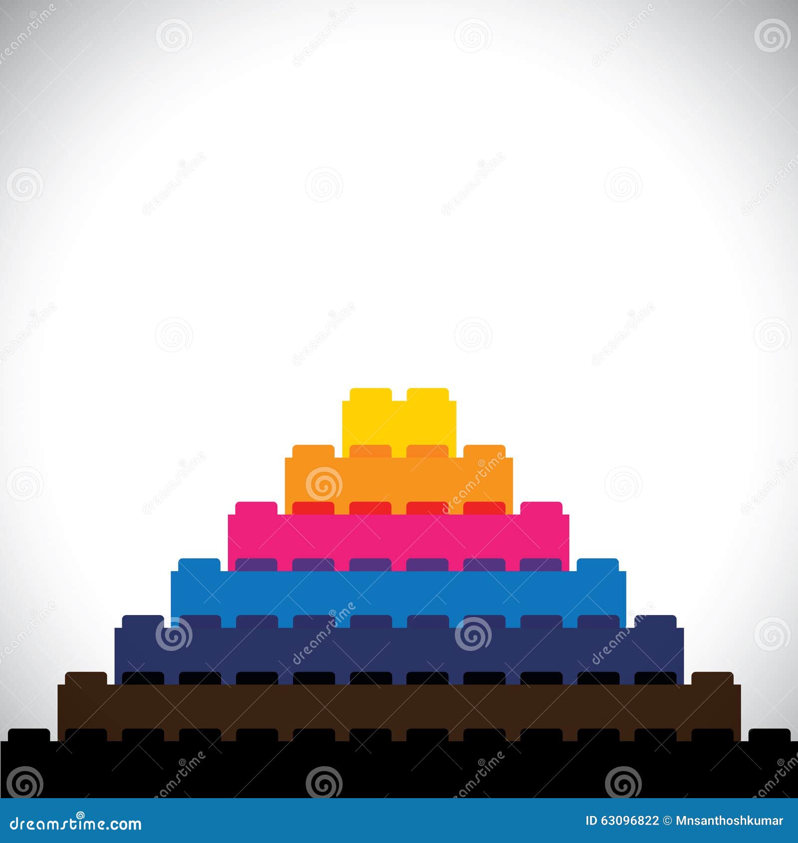 Flat Vector of Building Blocks Arranged As Triangular Steps Stock ...