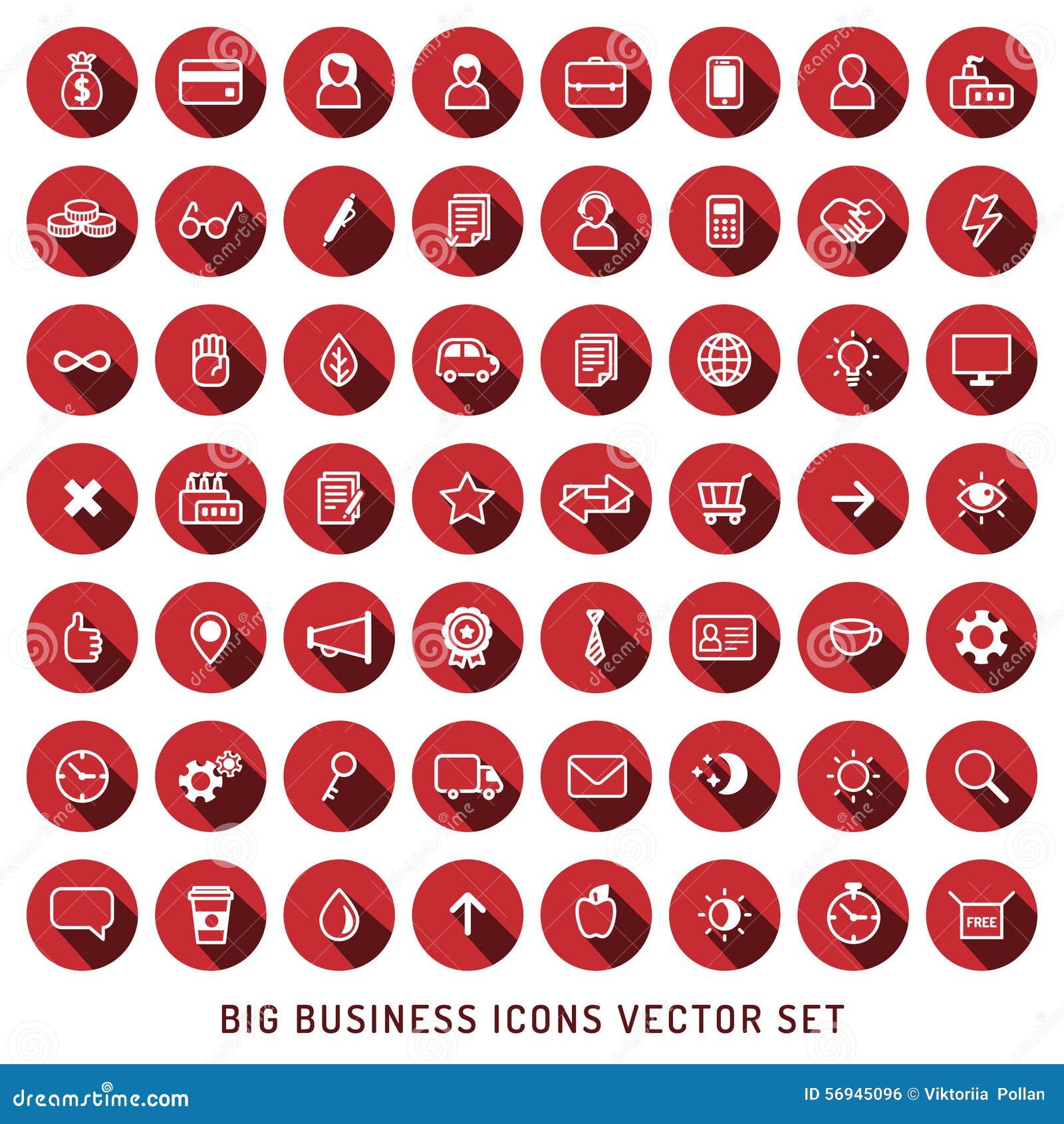 Flat Vector Business and Construction Red and White Icons Set. Modern ...