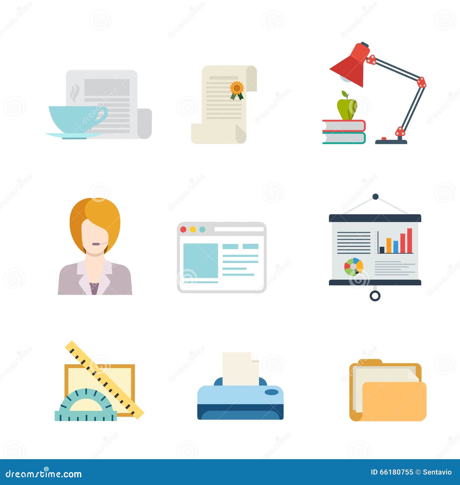 Flat Vector Business Interface Web App Icon: Document Support Stock ...