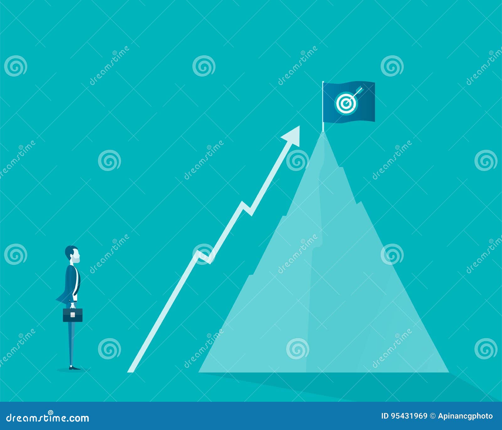 Flat Vector Business Man Going To Target Stock Vector - Illustration of ...