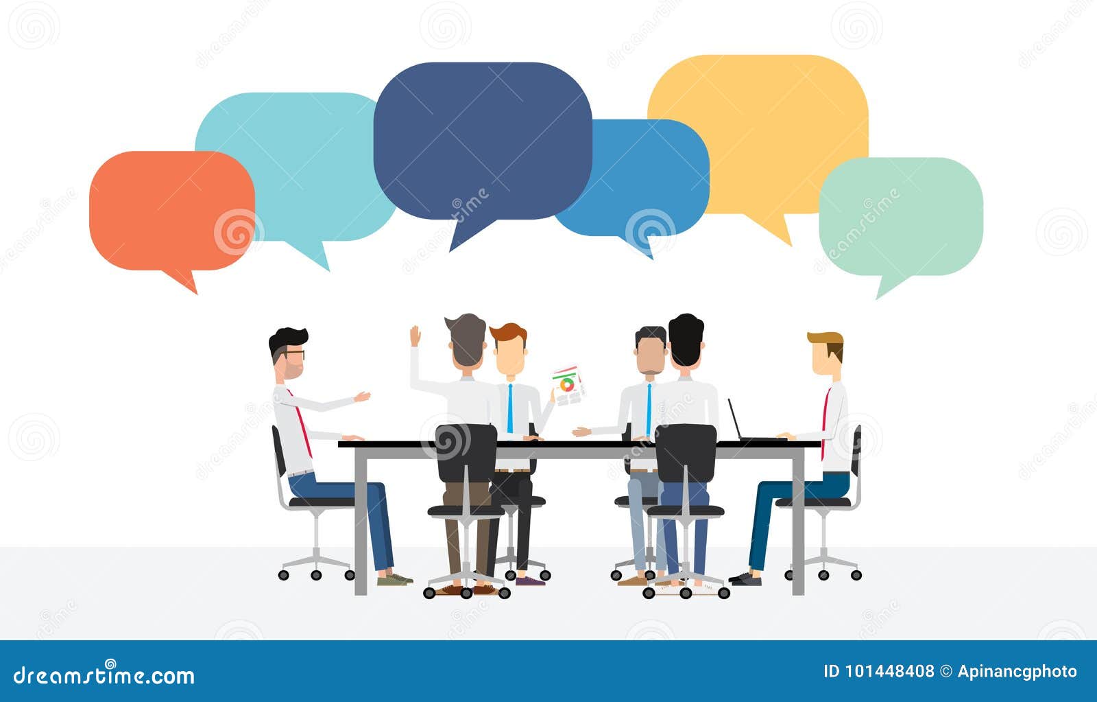 Flat Vector Business People Meeting and Brainstorming Stock Vector ...