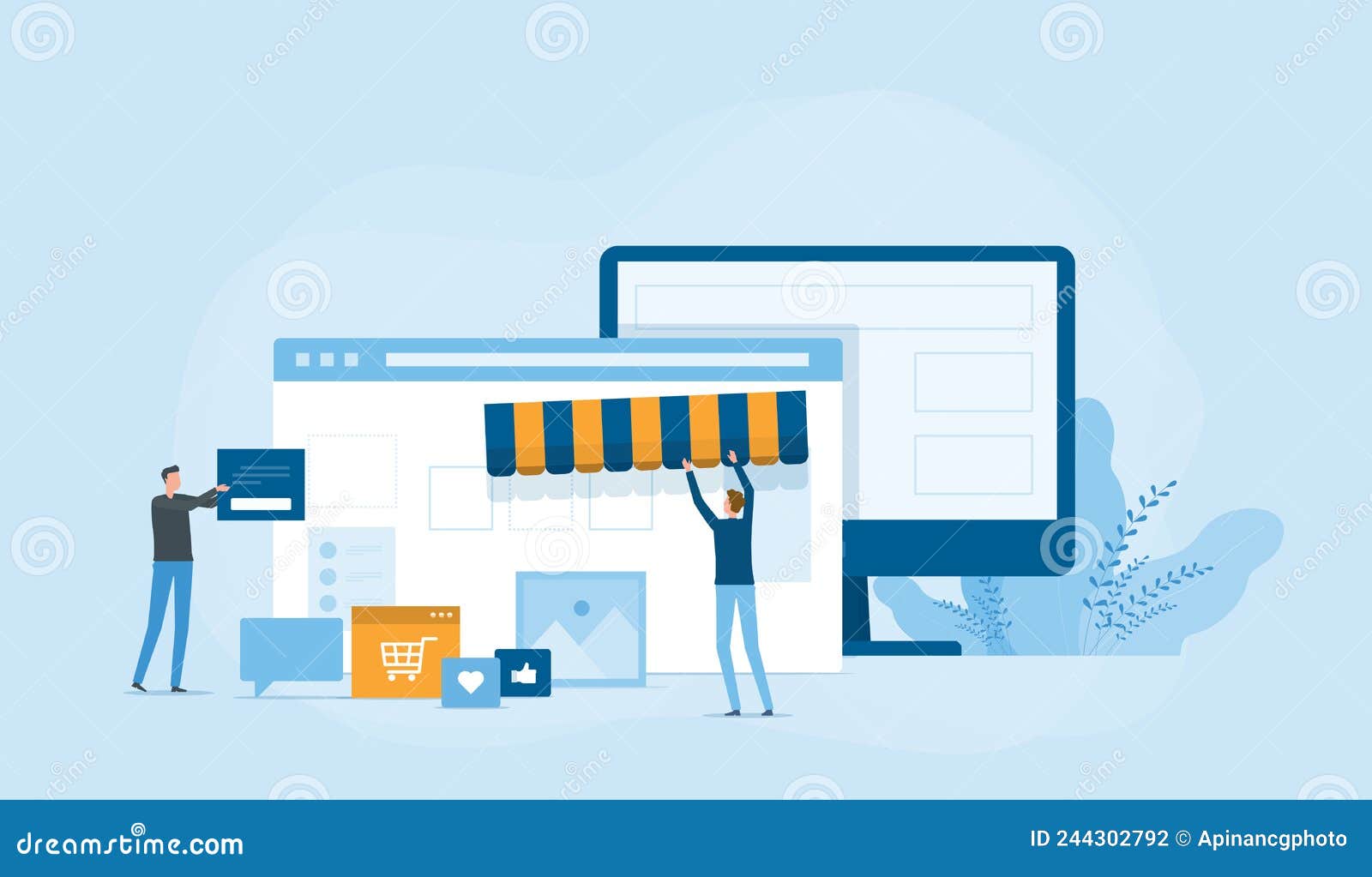 Flat Vector Business Team Working Developer and Designer Team Create an ...