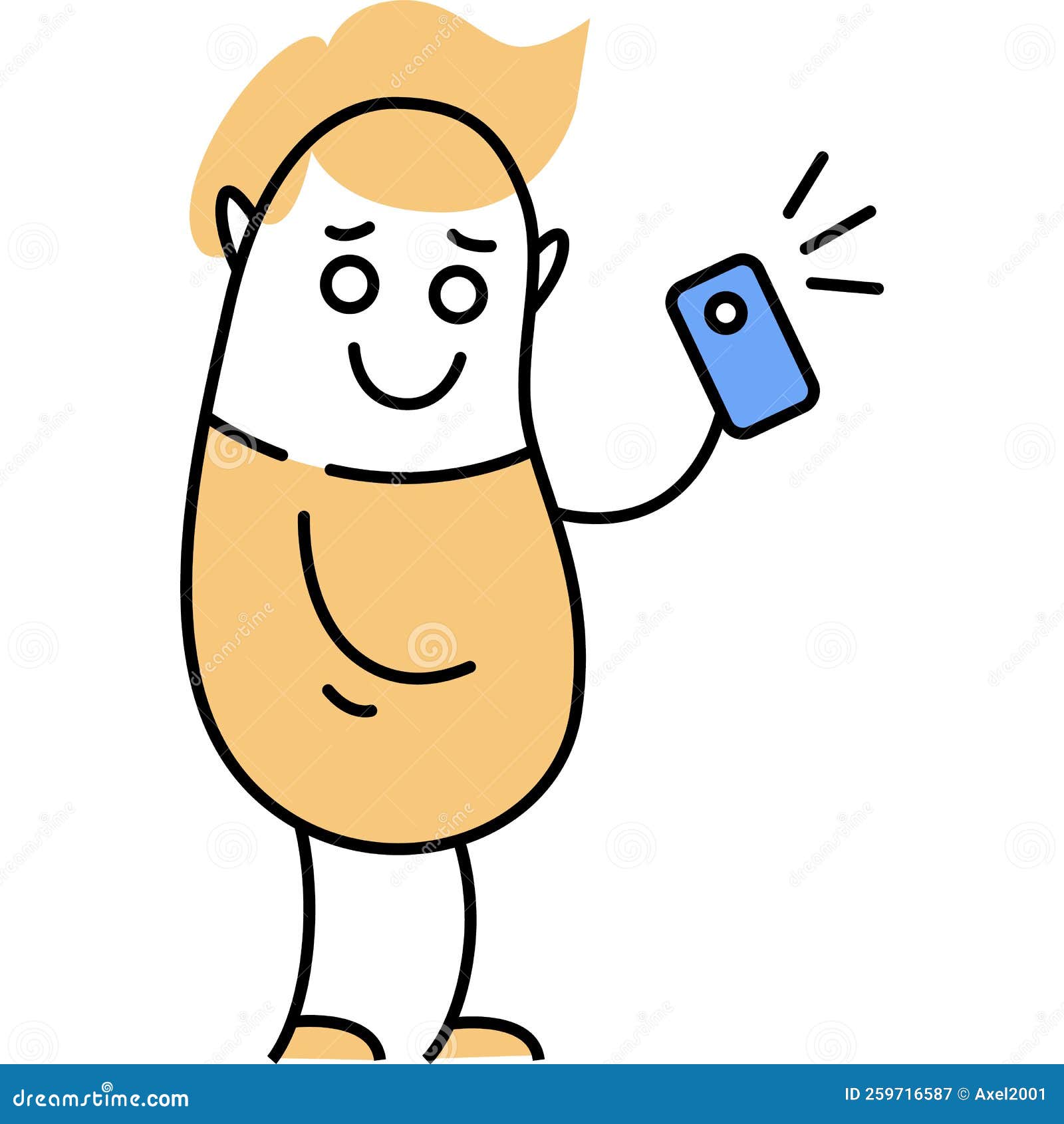 Flat Vector Character Using Mobile Phone Icon Stock Vector ...