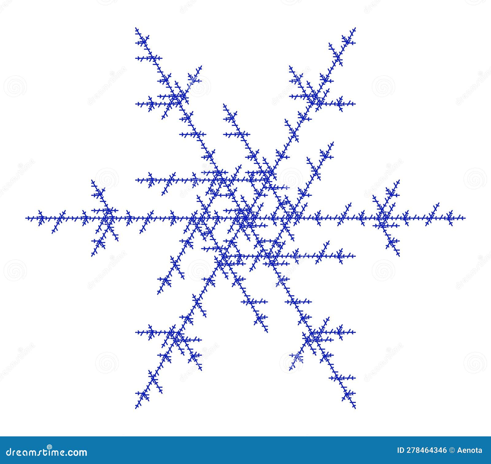 Flat Vector Computer Generated Koch Snowflake L System Fractal