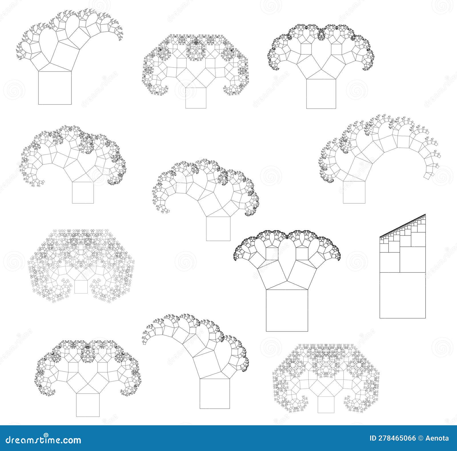 Flat Vector Computer Generated L-system Branching Fractal Set ...