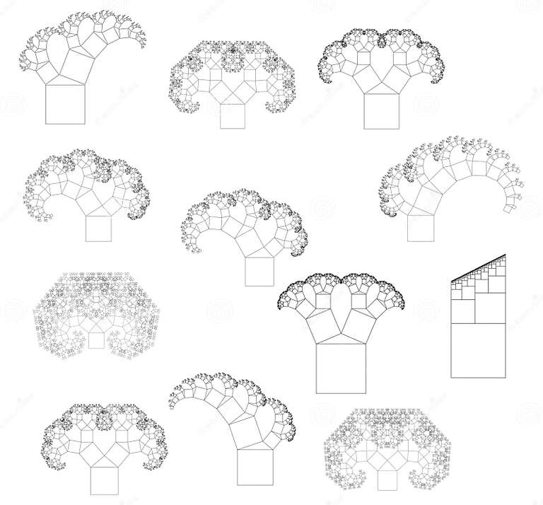 Flat Vector Computer Generated L-system Branching Fractal Set ...