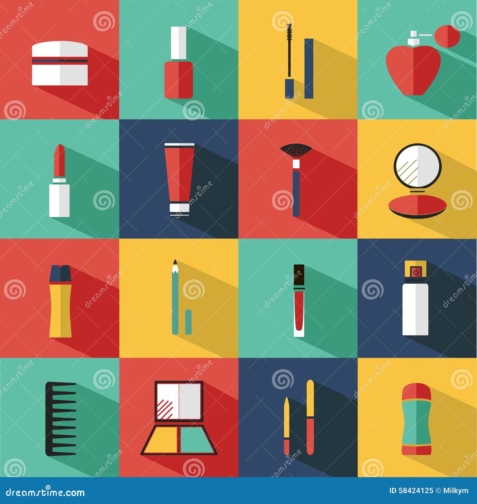 Flat Vector Cosmetics, Beauty and Makeup Icons. Stock Vector ...