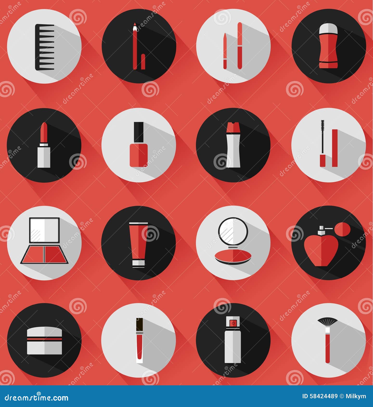 Flat Vector Cosmetics, Beauty and Makeup Icons. Stock Vector ...