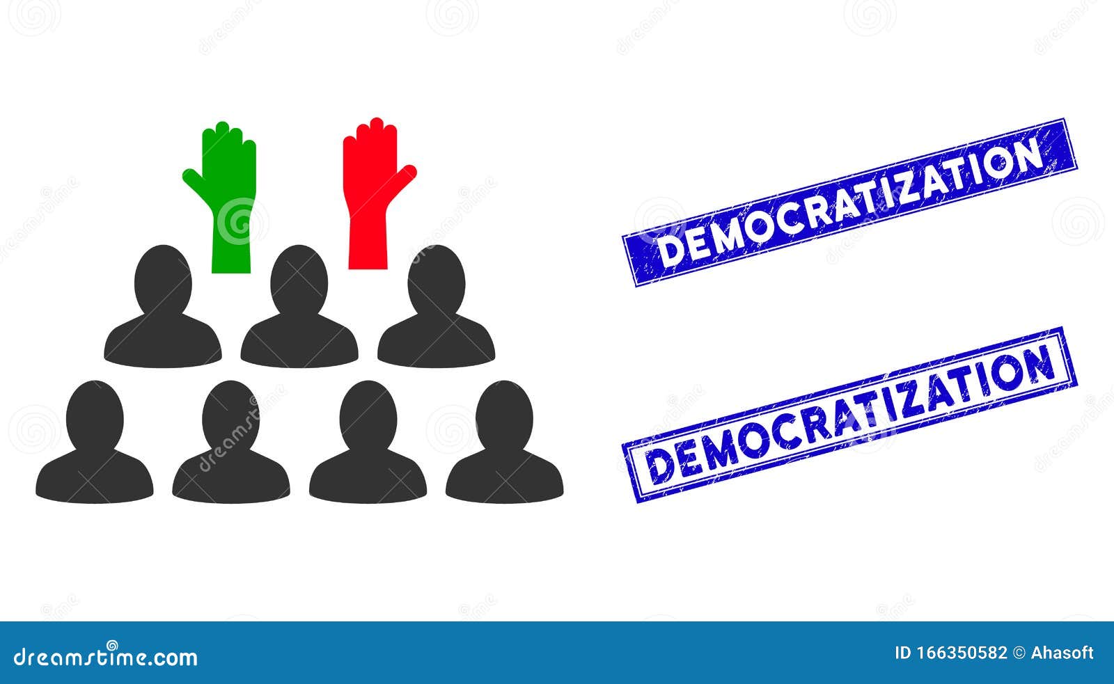 Flat Democratization Icon and Scratched Rectangle Democratization ...
