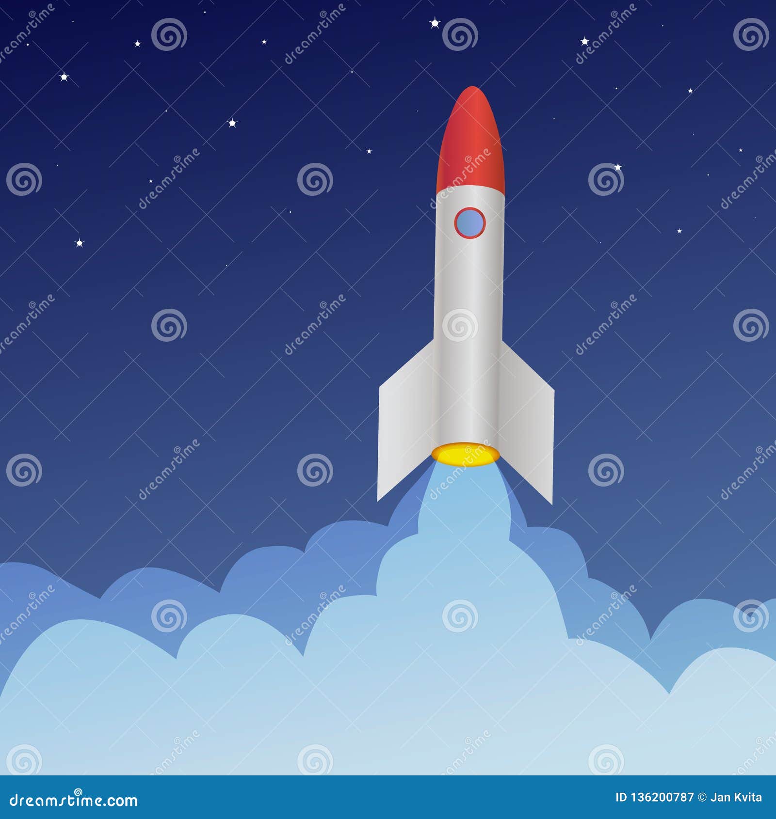 Flat Vector Depicting a Startup Launch in Shape of a Rocket Ship Taking ...