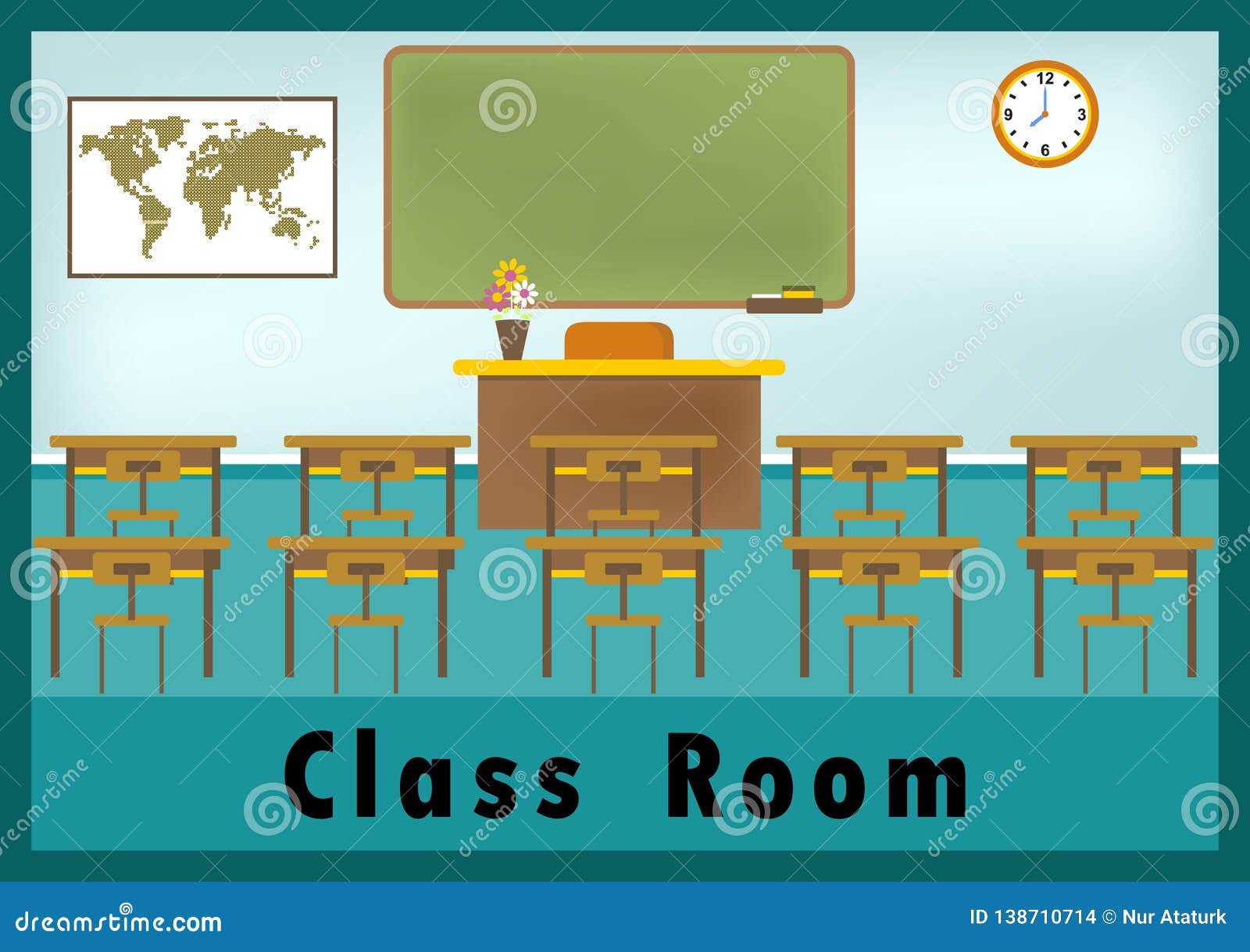 Flat Vector Design of Class Room Stock Vector - Illustration of empty ...