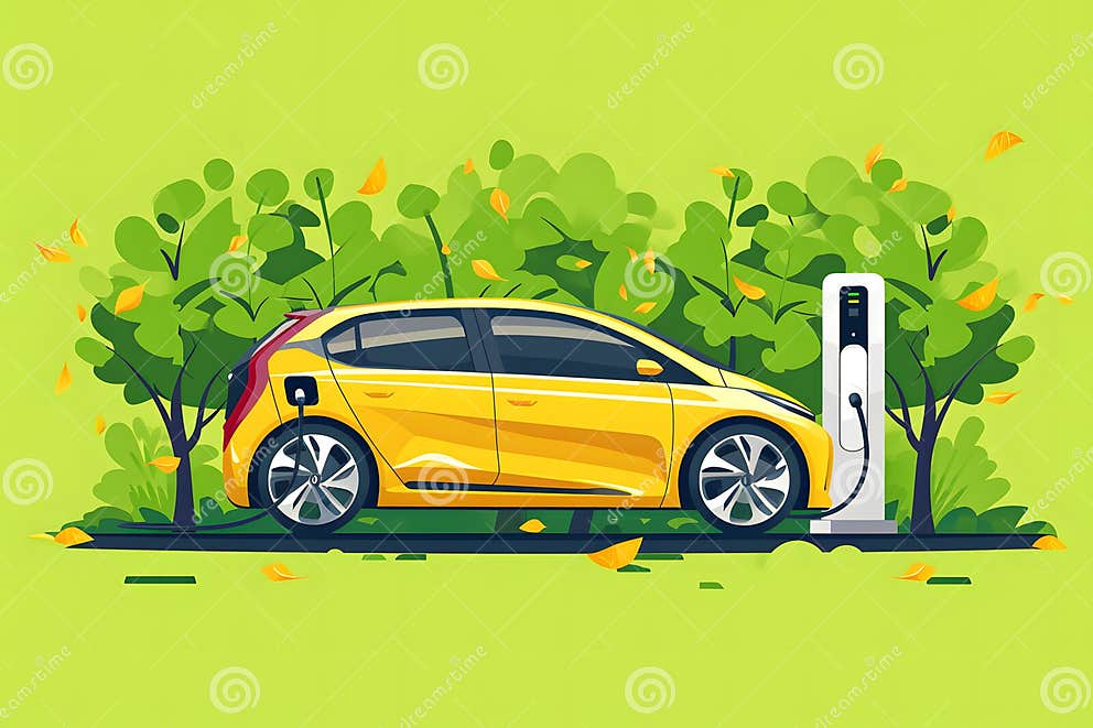 Flat Vector Design of Electric Car Concept, Electric Car by Generative ...
