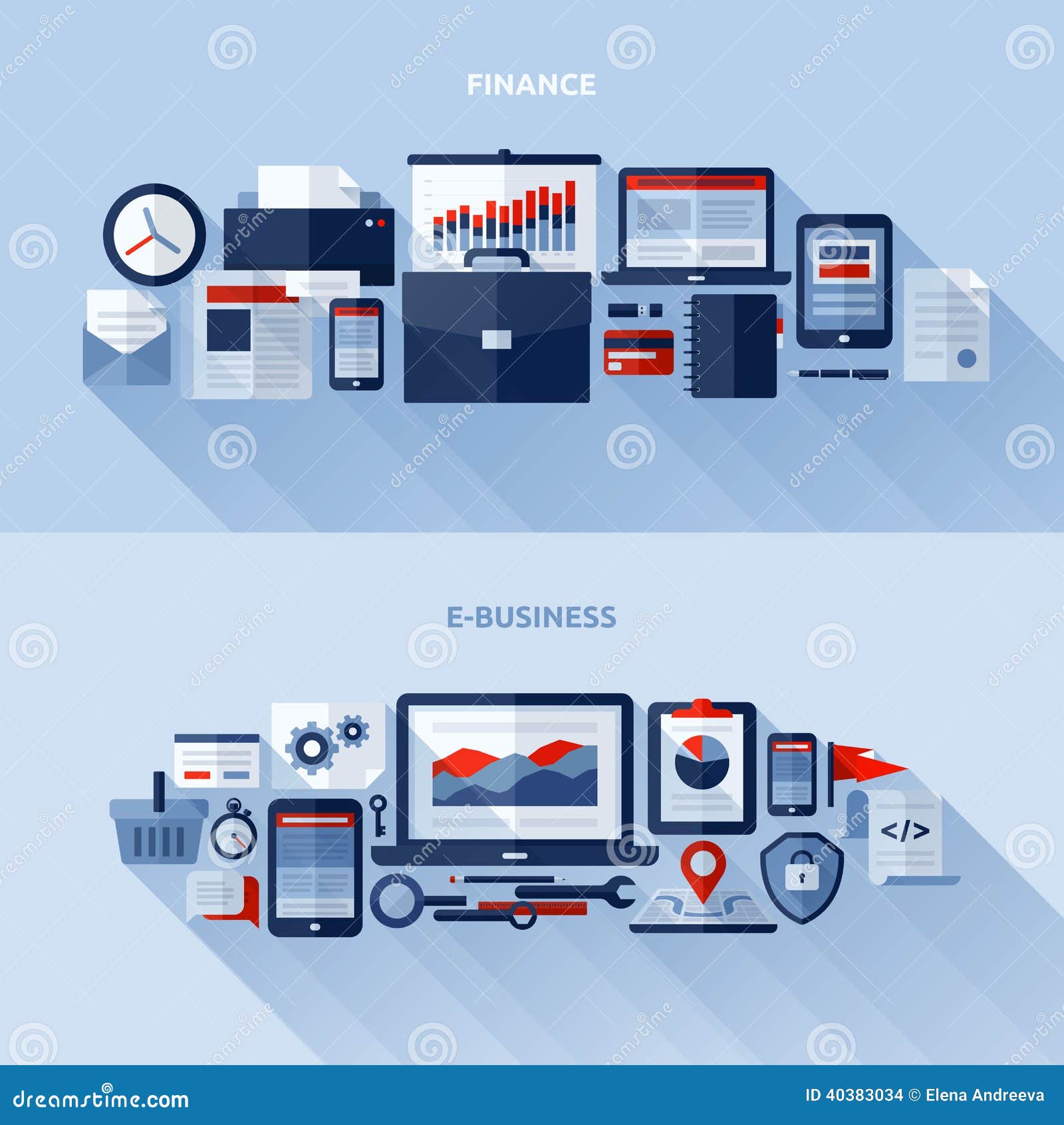 Flat Vector Design Elements of Finance and E-business Stock Vector ...