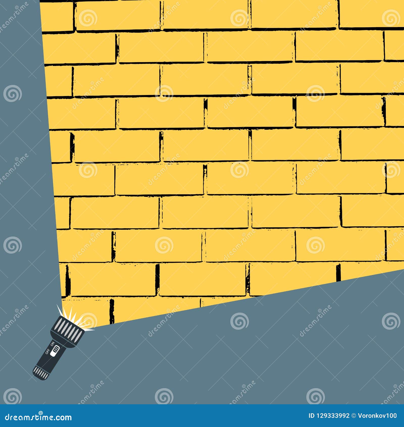 Flat Vector Design of Hand Flashlight and Projection Round, Yellow ...