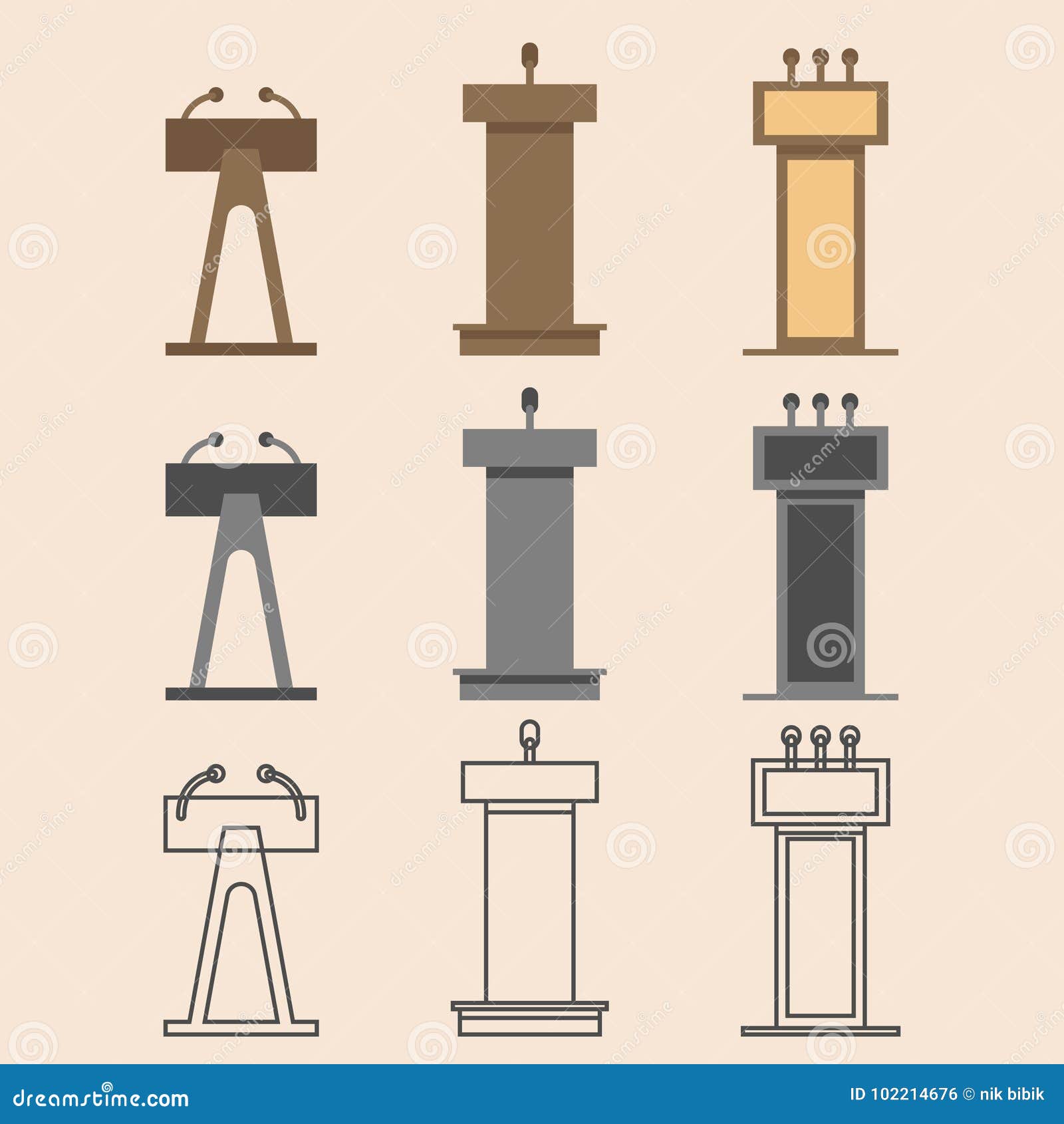 Flat Vector Design in Icon Set Lectern. Stock Vector - Illustration of ...